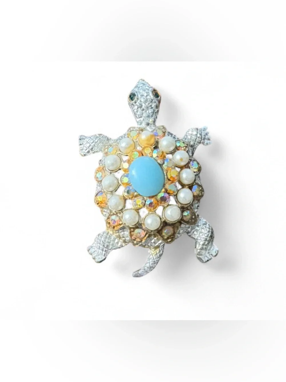 Anthropologie | Jewelry | Vintage Turtle Brooch With Ab Rhinestones And ...